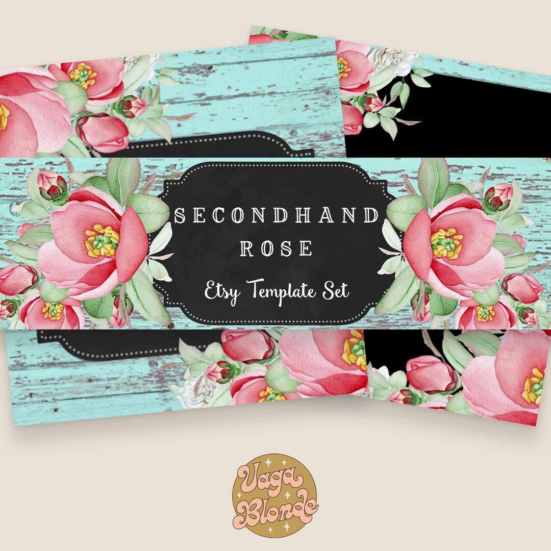 Etsy Shop Set, Etsy Banner, Floral Etsy Banner, Vintage Etsy Banner ...