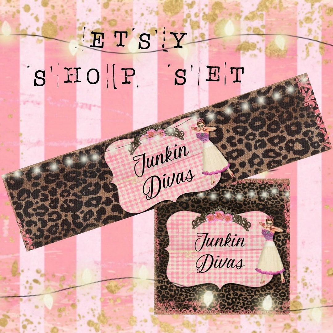 Boho Leopard Print Etsy Shop Banner Set (blank Digital Download) - Etsy