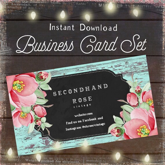 Business Card Set Secondhand Rose Floral Vintage Rustic | Etsy