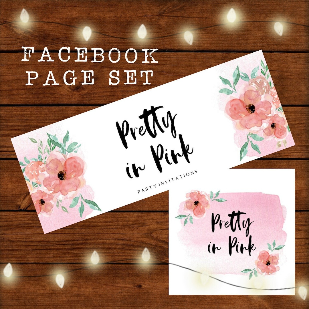 Pretty in Pink Facebook Page Set Floral Blank Facebook Banner Facebook ...