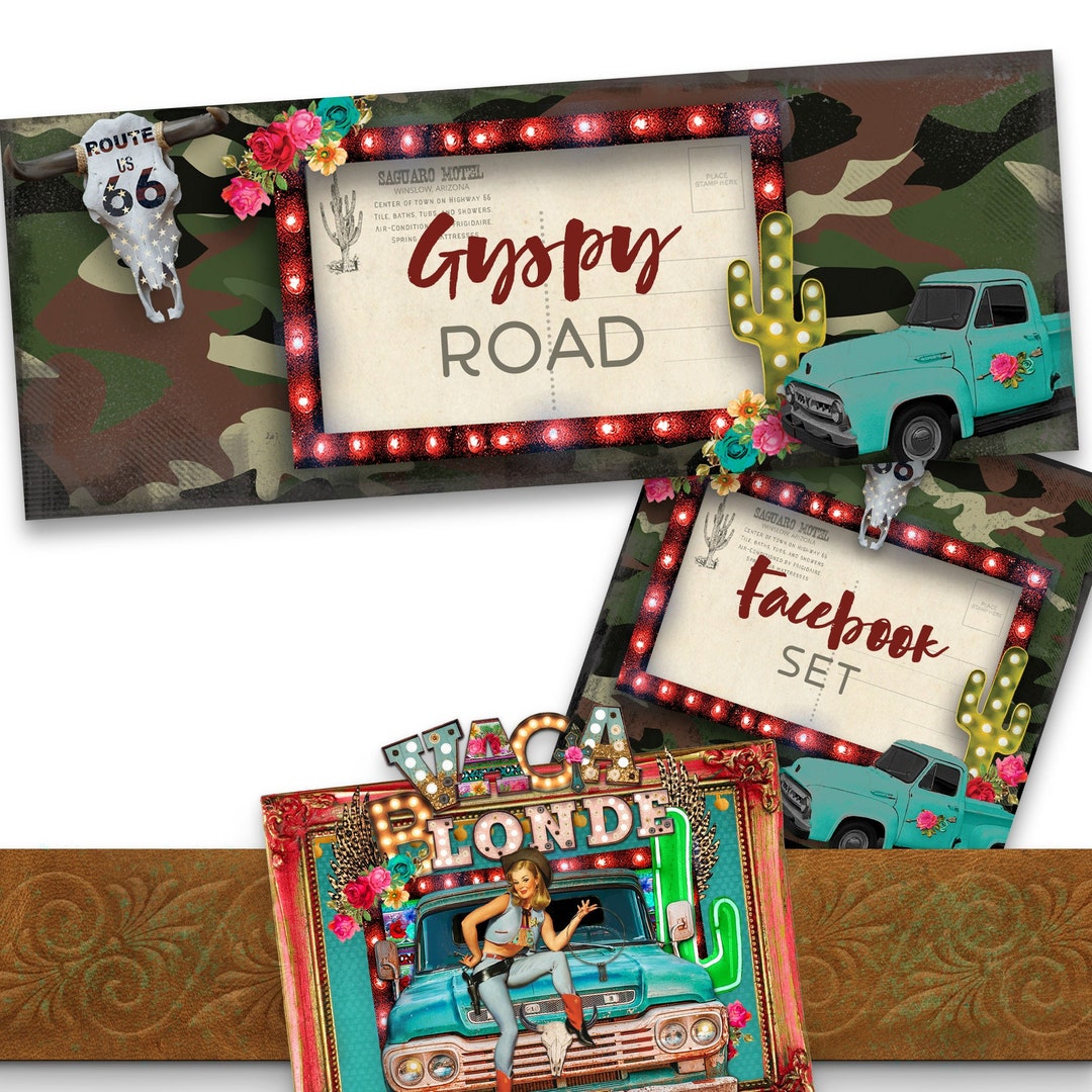 Facebook Page Set, "gypsy Road" | Rustic Blank Facebook Banner ...