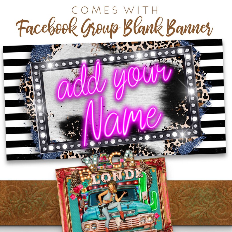 Facebook Group Banner Set denim and Diamonds | Etsy