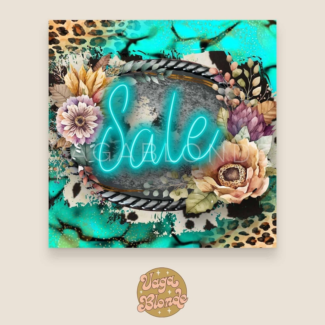 Gráfico de REBAJAS turquesa, salpicadura floral de piel de vaca ...