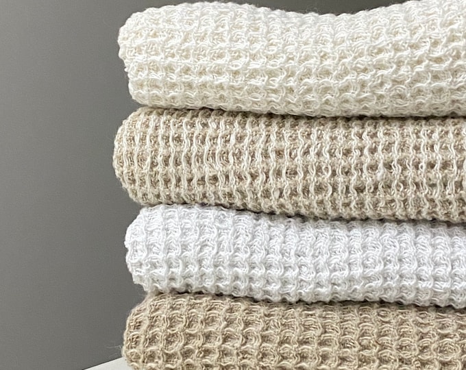 Waffle Linen Hand Towels- 16” X 24"- Made in USA - Etsy
