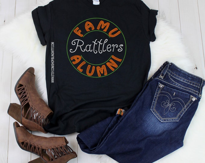 Famu-rattler-alumni-round, Rhinestone/bling T-shirt, or Orange ...