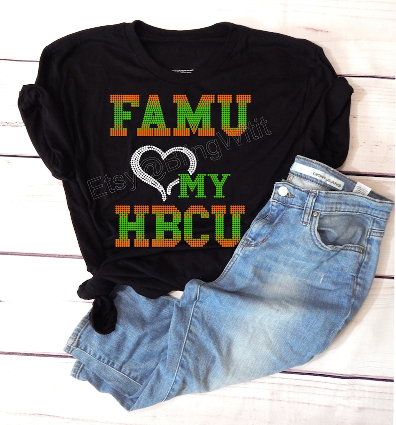 FAMU -(checkerboard Design) Love My HBCU - Rhinestone T-shirt - Etsy