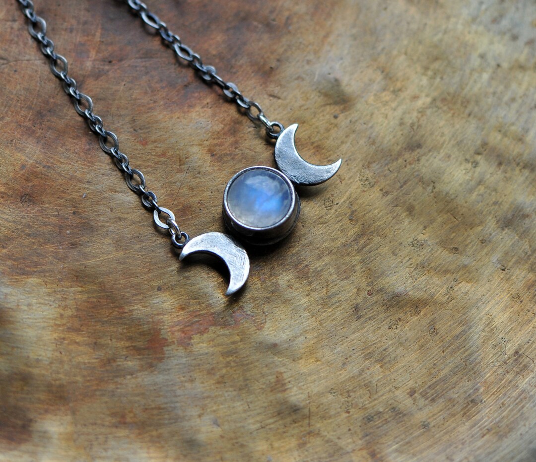 Celestial Necklace Silver Necklace Moon Moon Necklace Gifts - Etsy