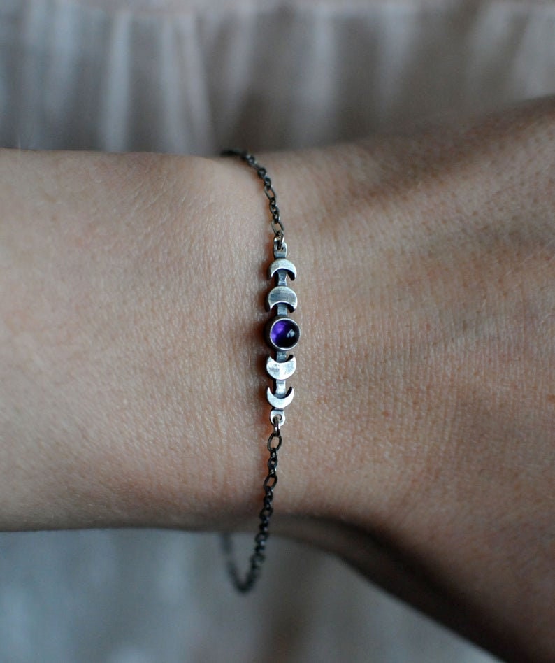 Amethyst Moon Phase Bracelet Phases of Moon Birth Moon - Etsy