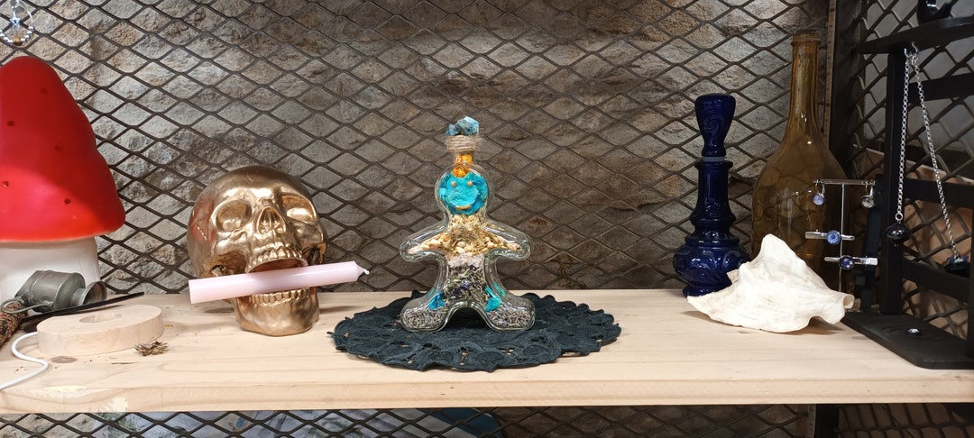 Spell Jar Voodoo Doll, Large Spell Jar, Glass Spell Vial, Dried Plants ...