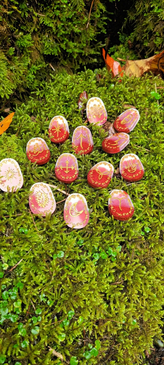 Wiccan witch Glitter Red and White Runes - Etsy