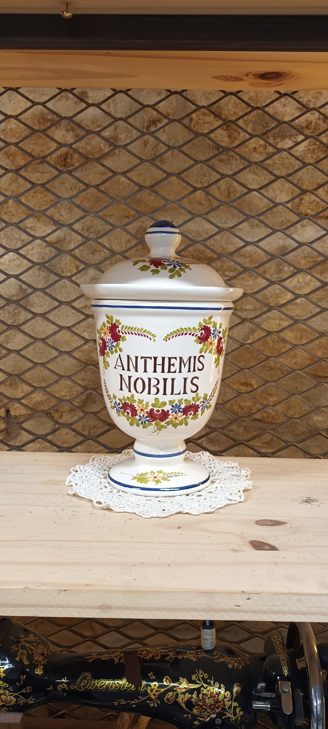 Old Earthenware Pharmacy Pot, Vintage Pharmacy Pot, Noble Anthemis ...