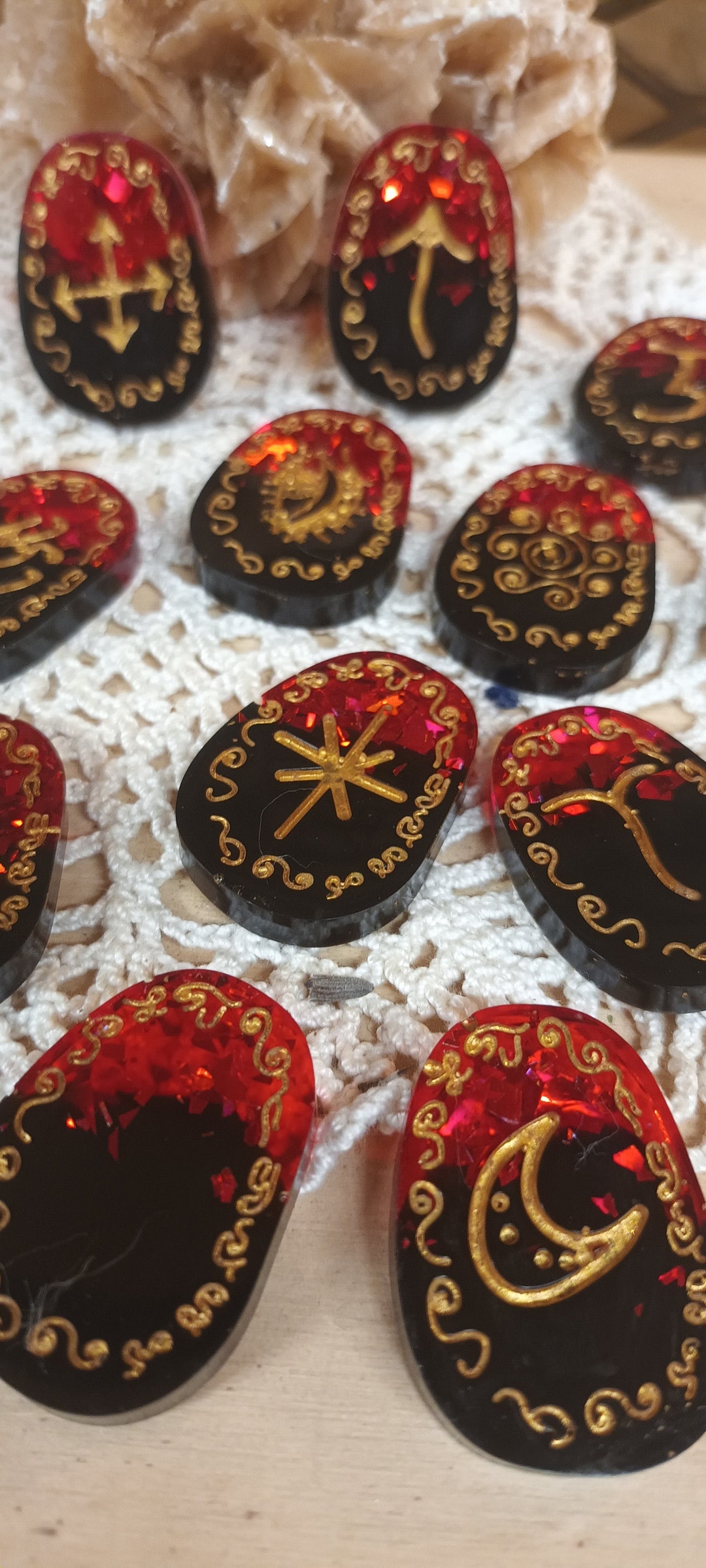 Limited Edition Yule Runes, Black and Red Holographic Glitter, Witch ...