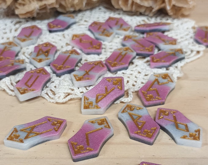 Pink and White Resin Viking Futhark Runes, Runic Alphabet, Divination ...