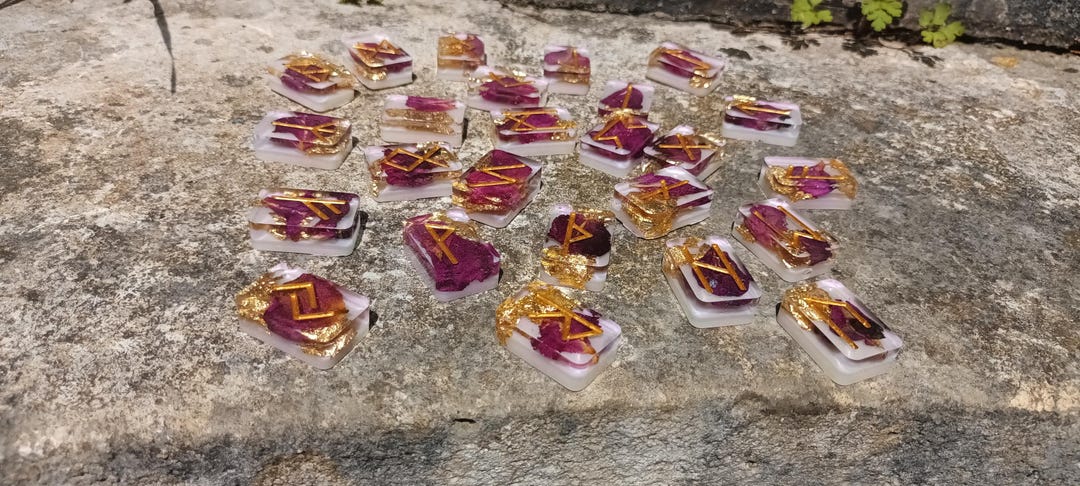 Viking Runes, Runes With Rose Petals and Gold Leaves, Floral Runes ...