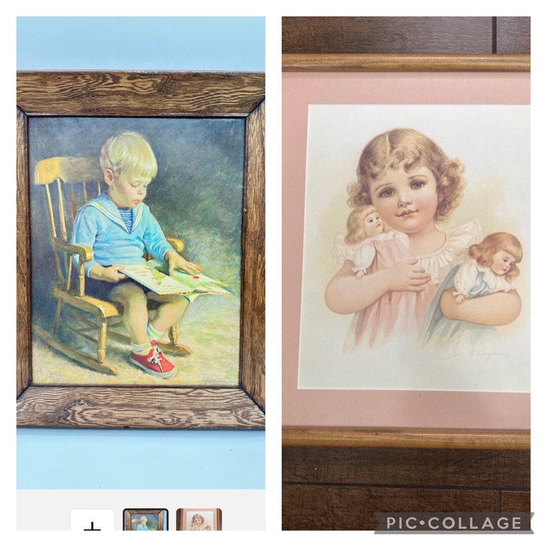 Vintage Art Prints 8 X 10 Framed Childs J Ingwersen Prints Reading Boy ...