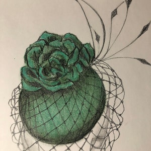 Pastel Drawing Hat, Hat, Fascinator Drawing - Etsy