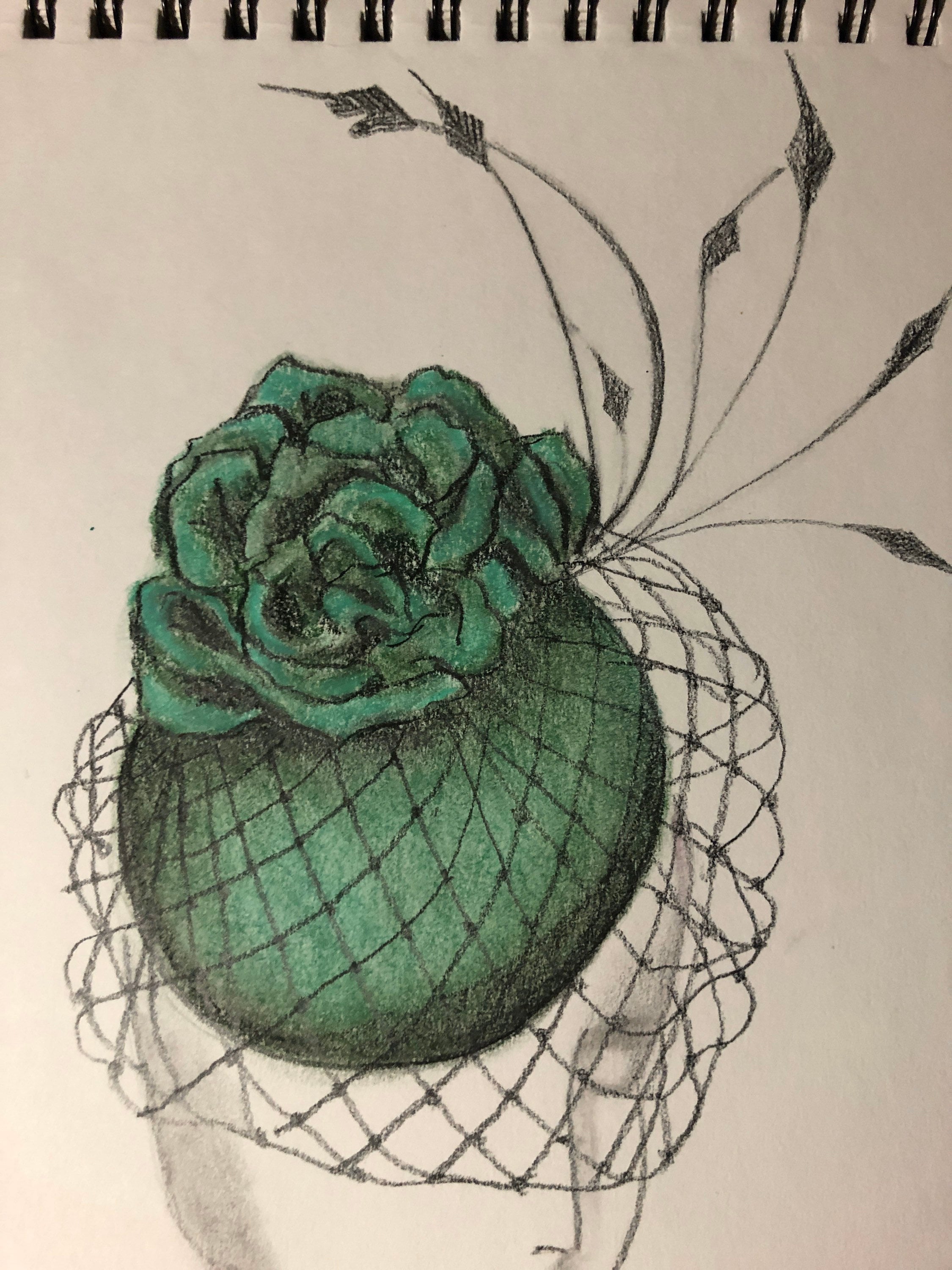 Pastel Drawing Hat, Hat, Fascinator Drawing - Etsy
