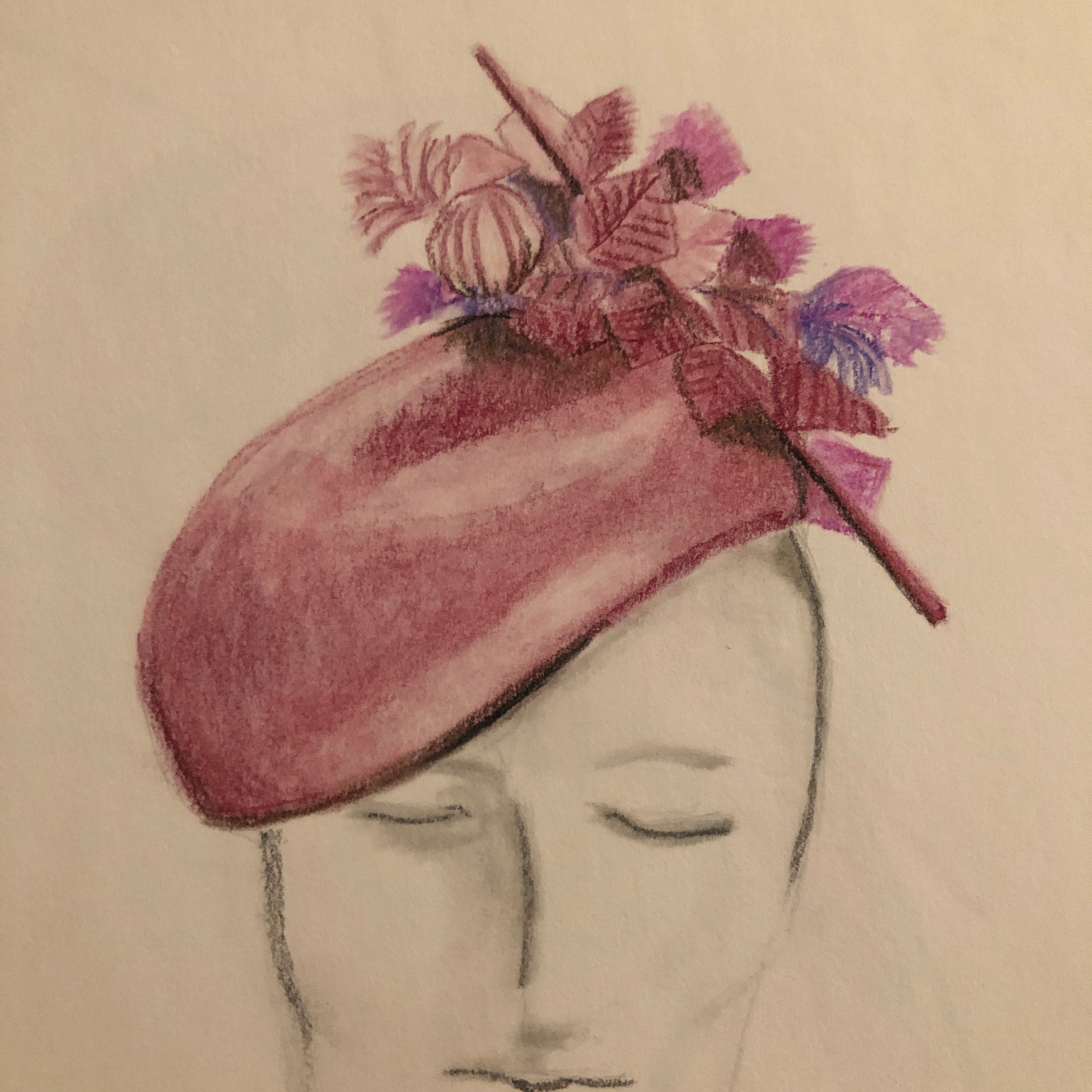 Pastel Drawing Hat, Hat, Fascinator Drawing - Etsy