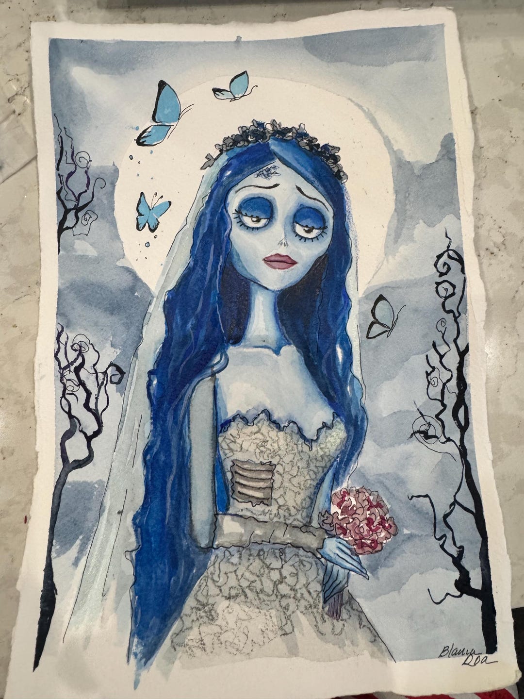 Corpses Bride Original Watercolor Art by Blanca Roa 10x6” - Etsy