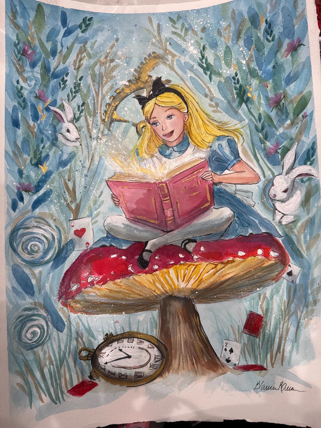 Alice in Wonderland Original Watercolor Art by Blanca Roa 11x10” - Etsy