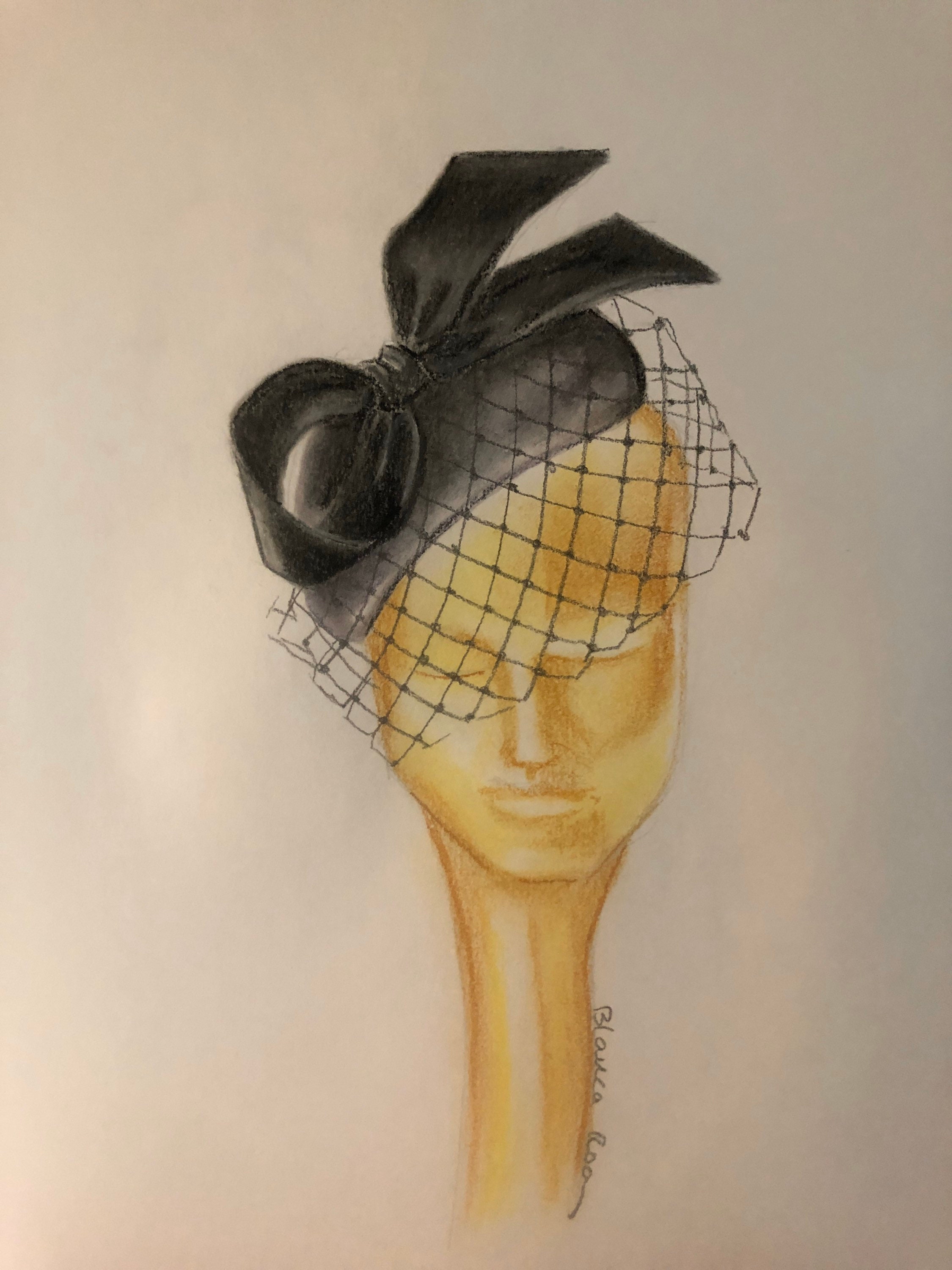 Pastel Drawing Hat, Hat, Fascinator Drawing - Etsy