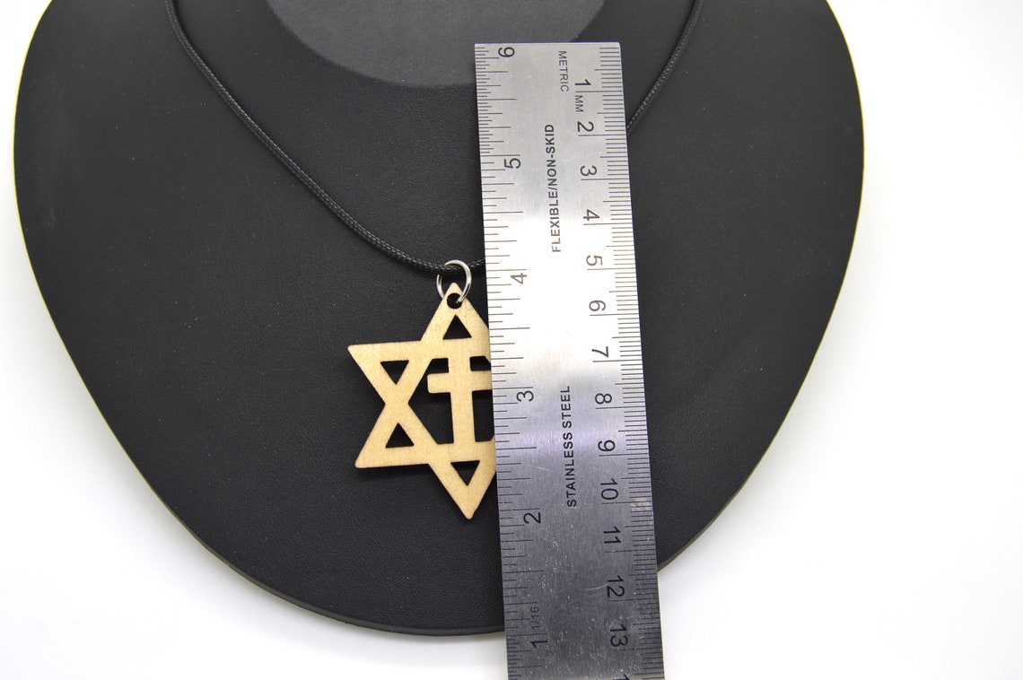 Star of David With the Cross Wooden Messianic Jewish Pendant Pendant ...