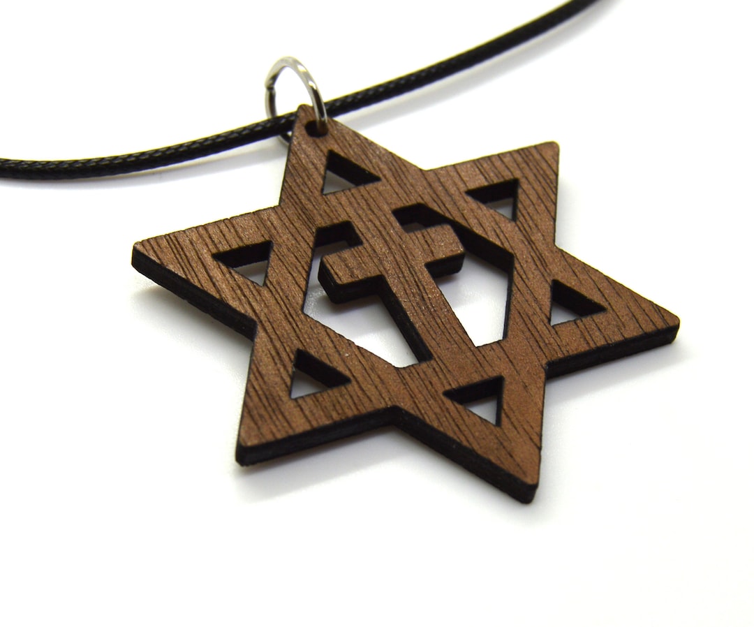 Star of David With the Cross Wooden Messianic Jewish Pendant Pendant ...