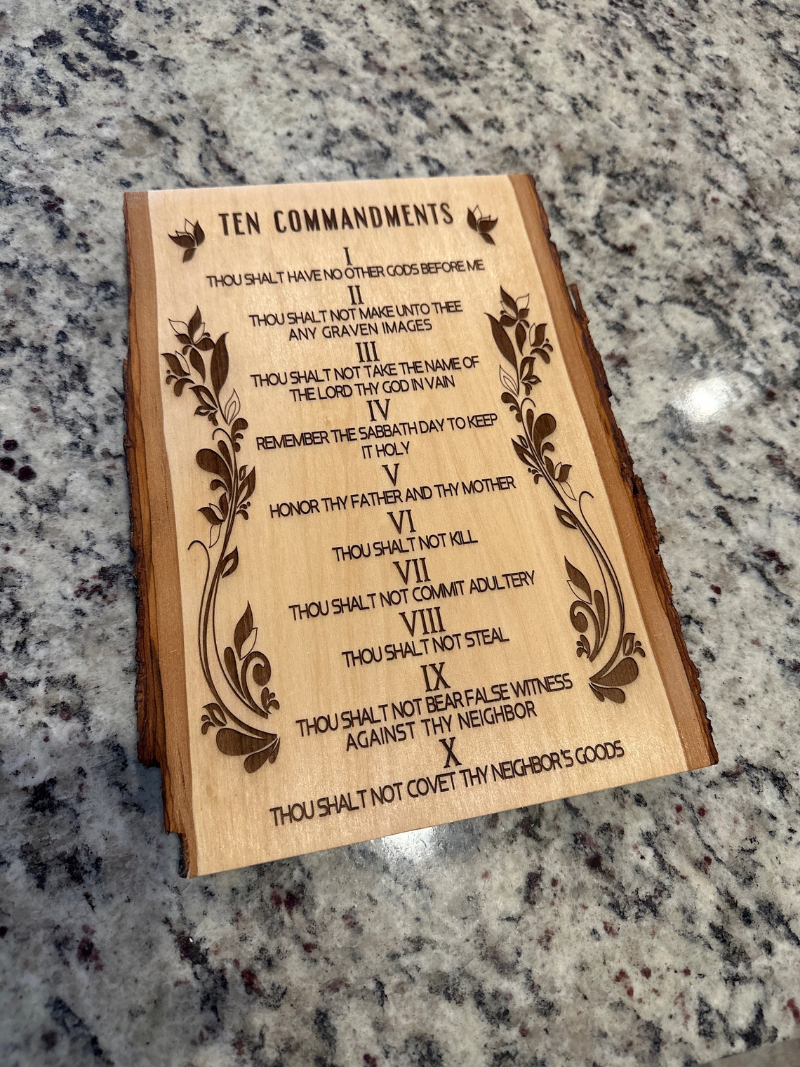 Ten Commandments Basswood Live Edge Wall Art Hanging Handmade Wood ...