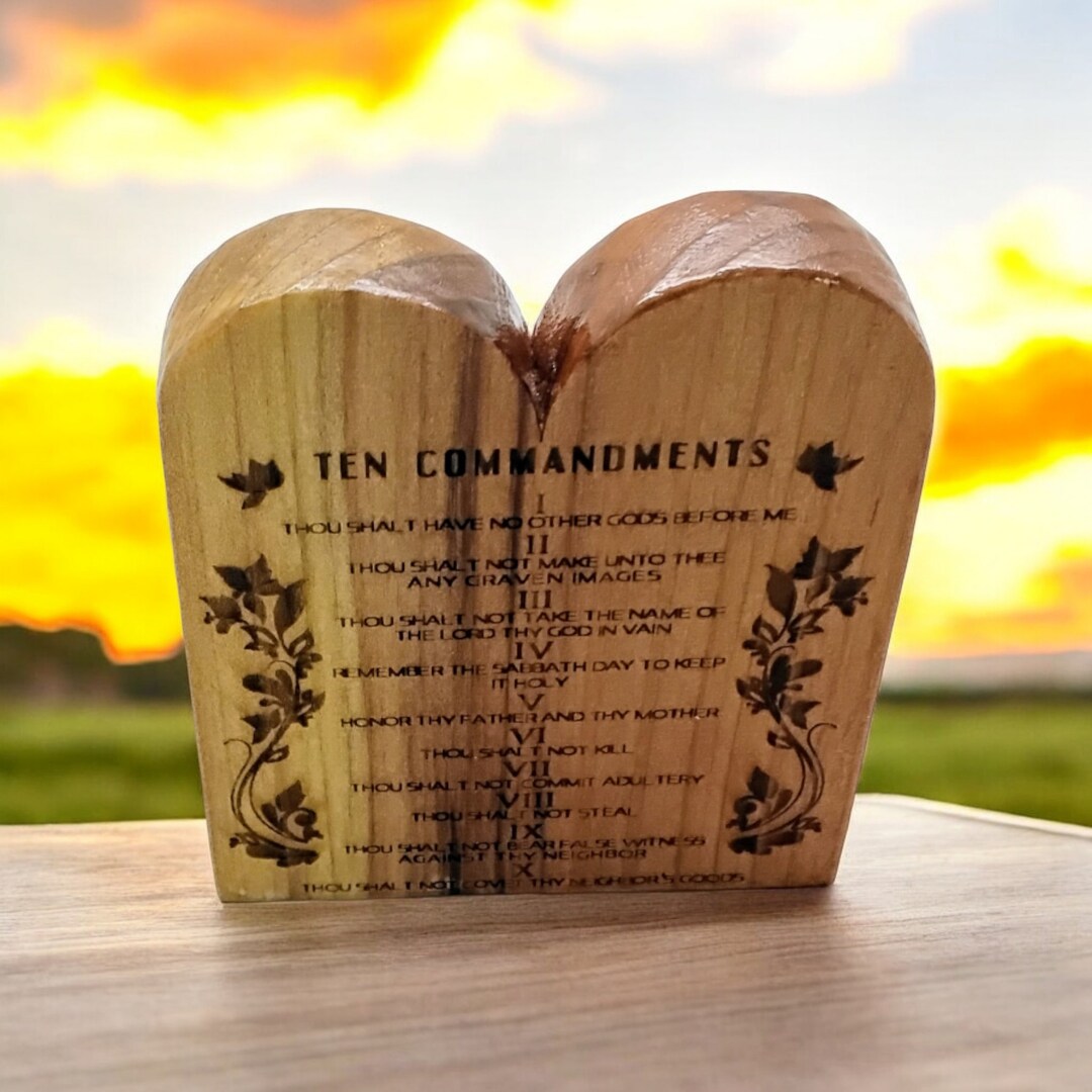 The Ten Commandments Handmade Engraved in English on Cedar Wood Table ...