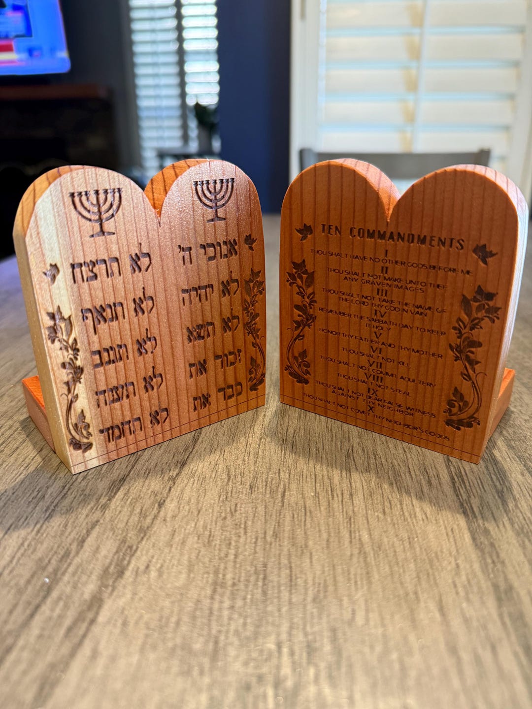 The Ten Commandments Handmade Engraved in English or Hebrew With the ...