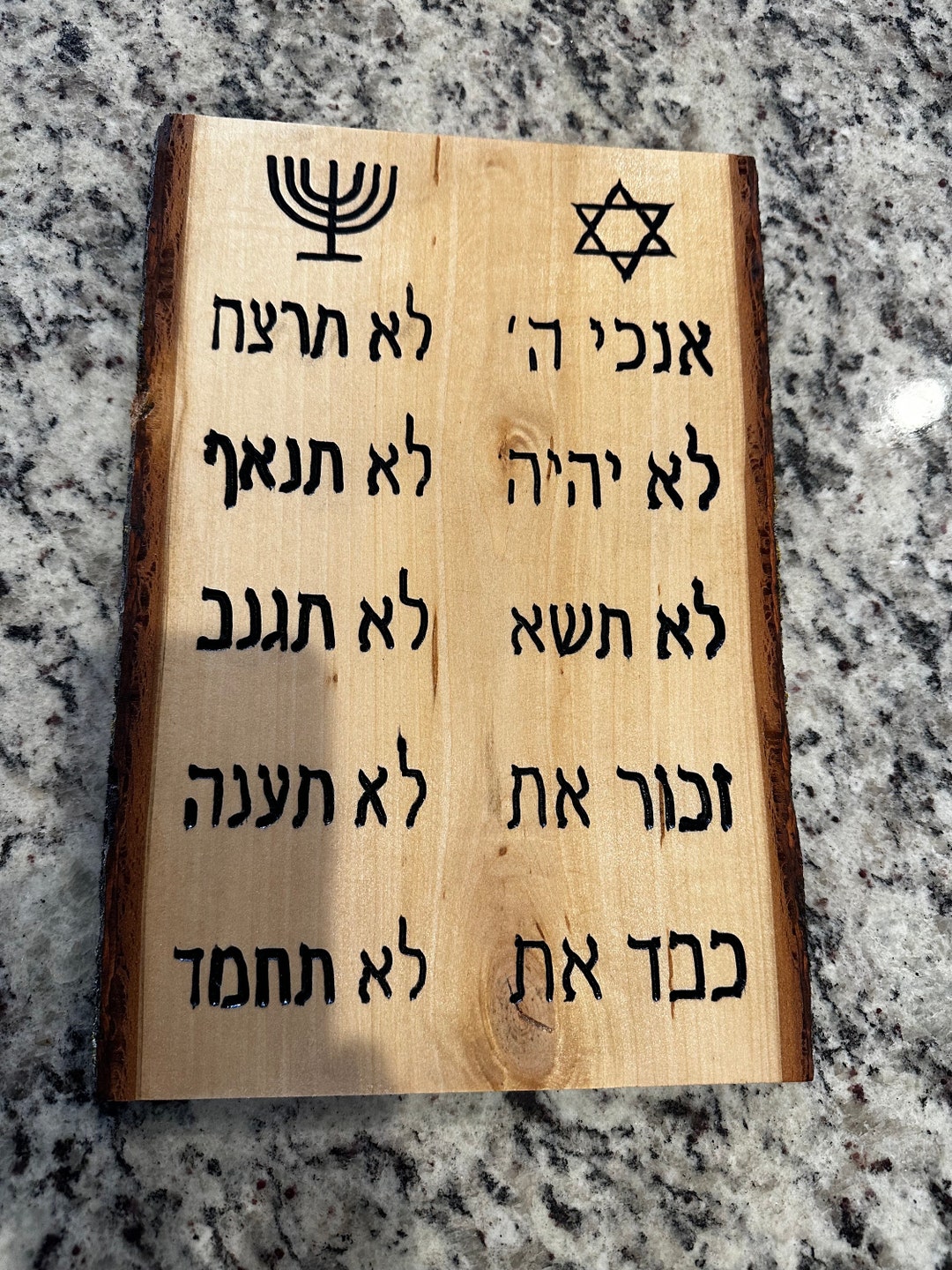 Ten Commandments Basswood Live Edge Wall Art Hanging Handmade Wood ...