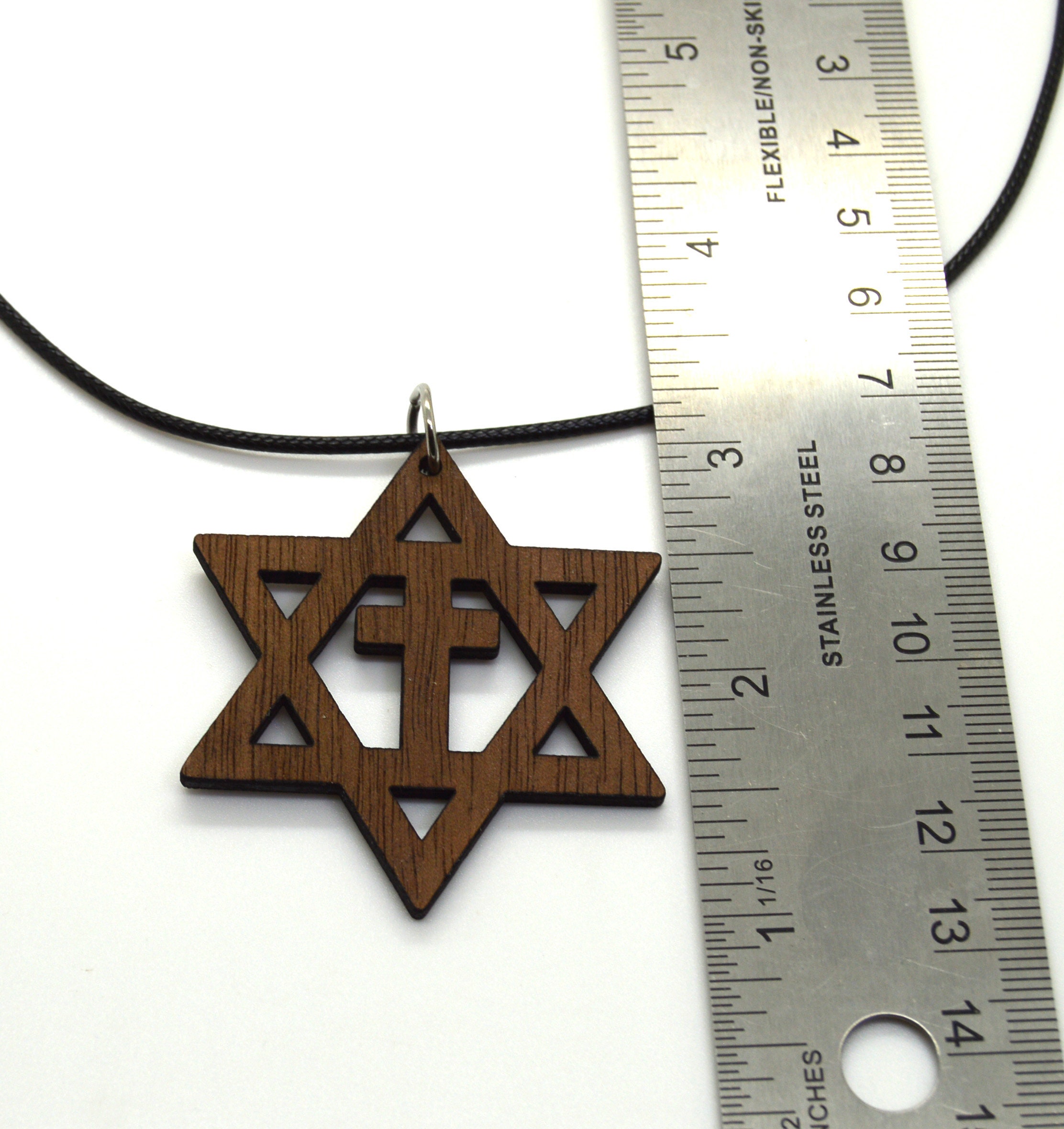 Star of David With the Cross Wooden Messianic Jewish Pendant Pendant ...