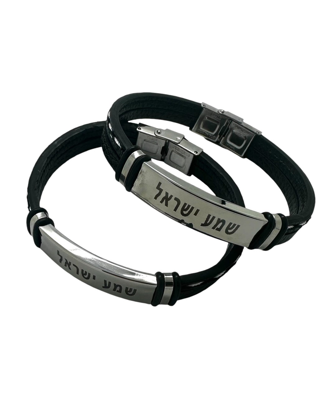Shema Israel Bracelet With Leather Handmade Stainless Steel Engraved O ...