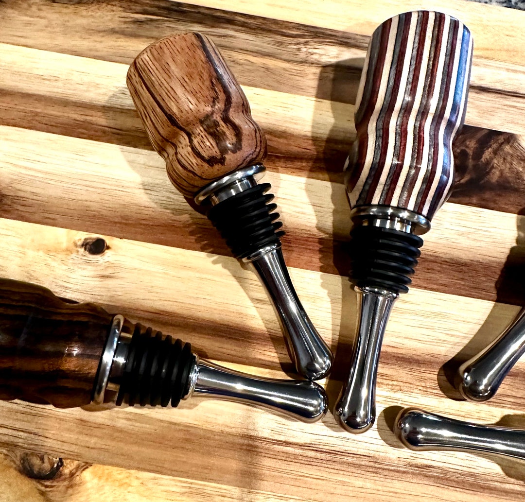 Handmade Wooden Wine Bottle Stoppers Hand Turned From Hard Wood With ...