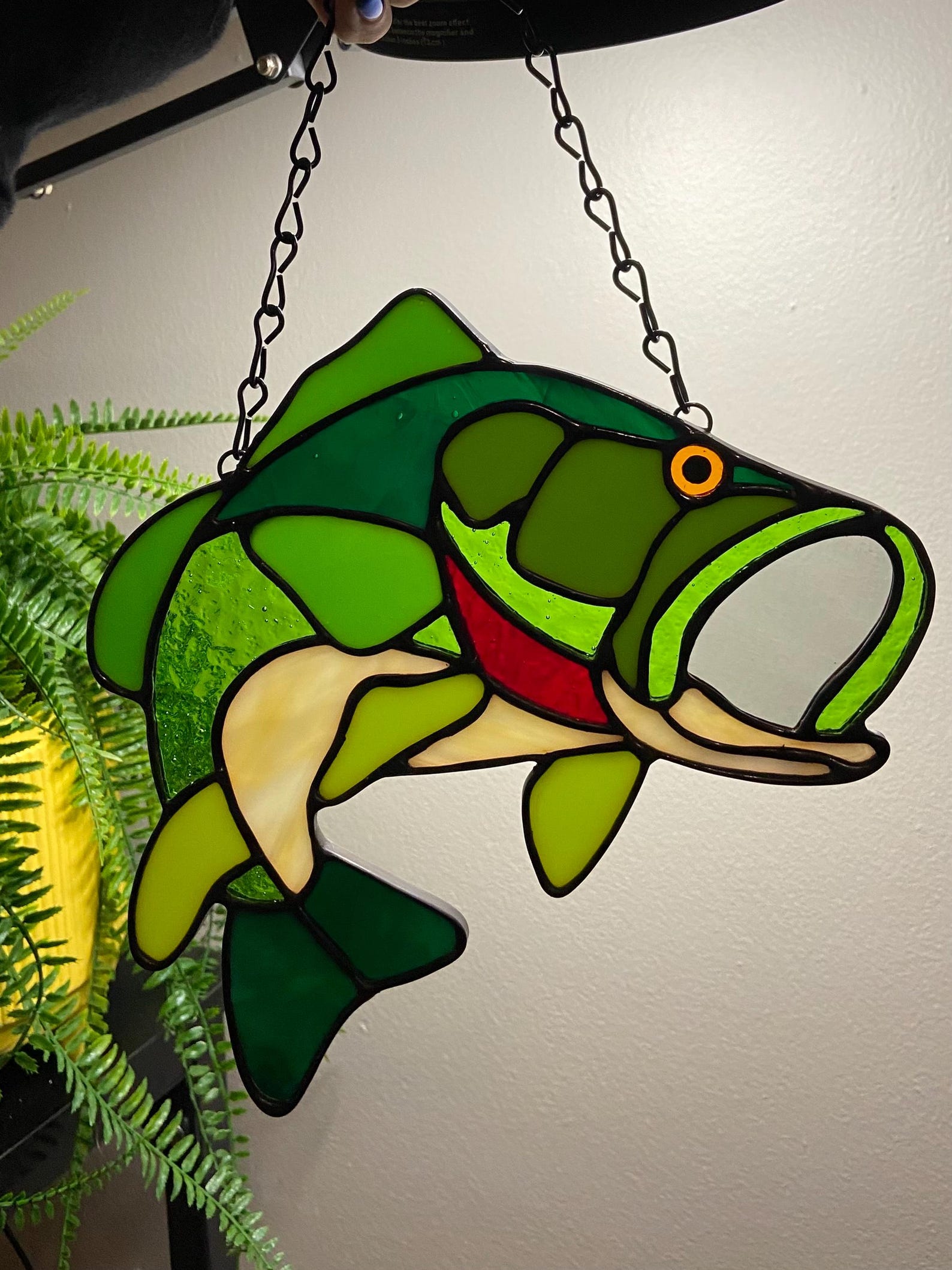 Handmade Stained Glass Bass Fish Wildlife Mens Dad Valentines Day Gift ...