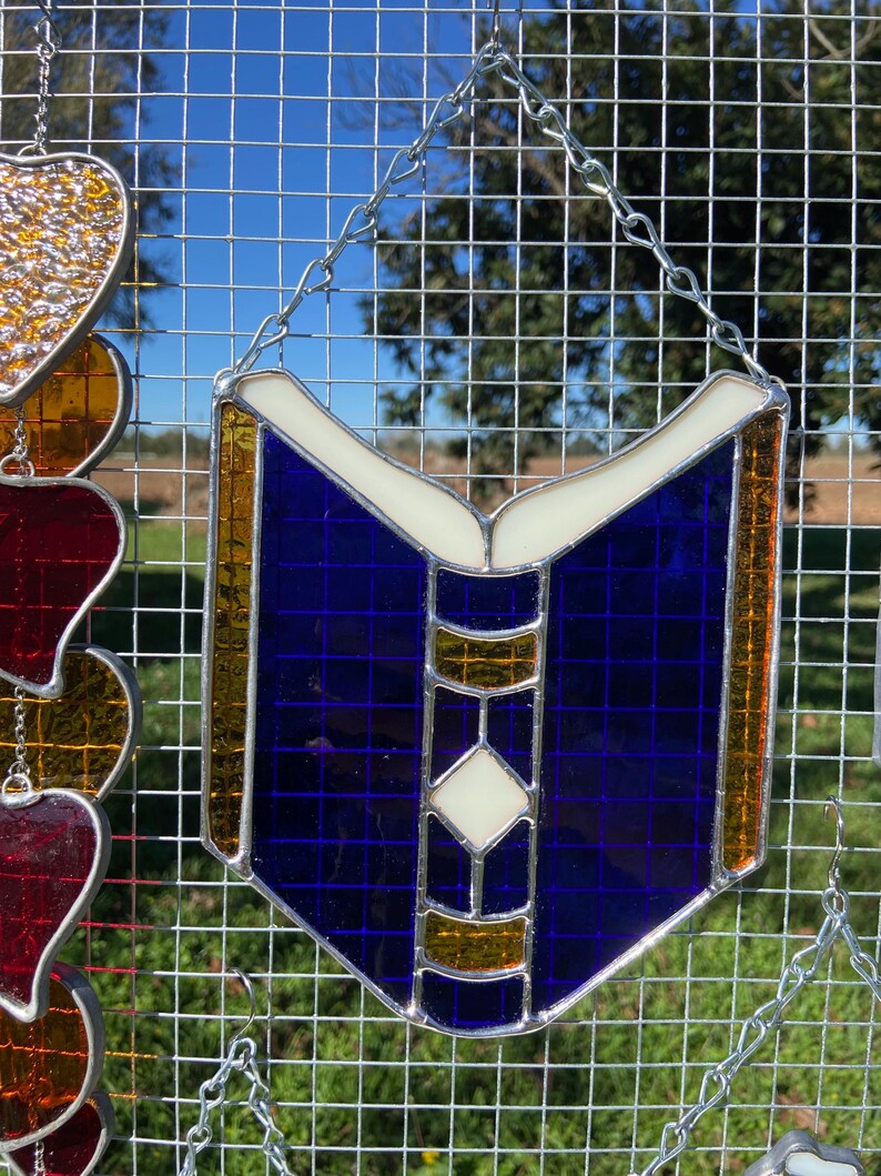Stained Glass Book Suncatcher NEW Handmade Blue & Yellow Window Glass ...