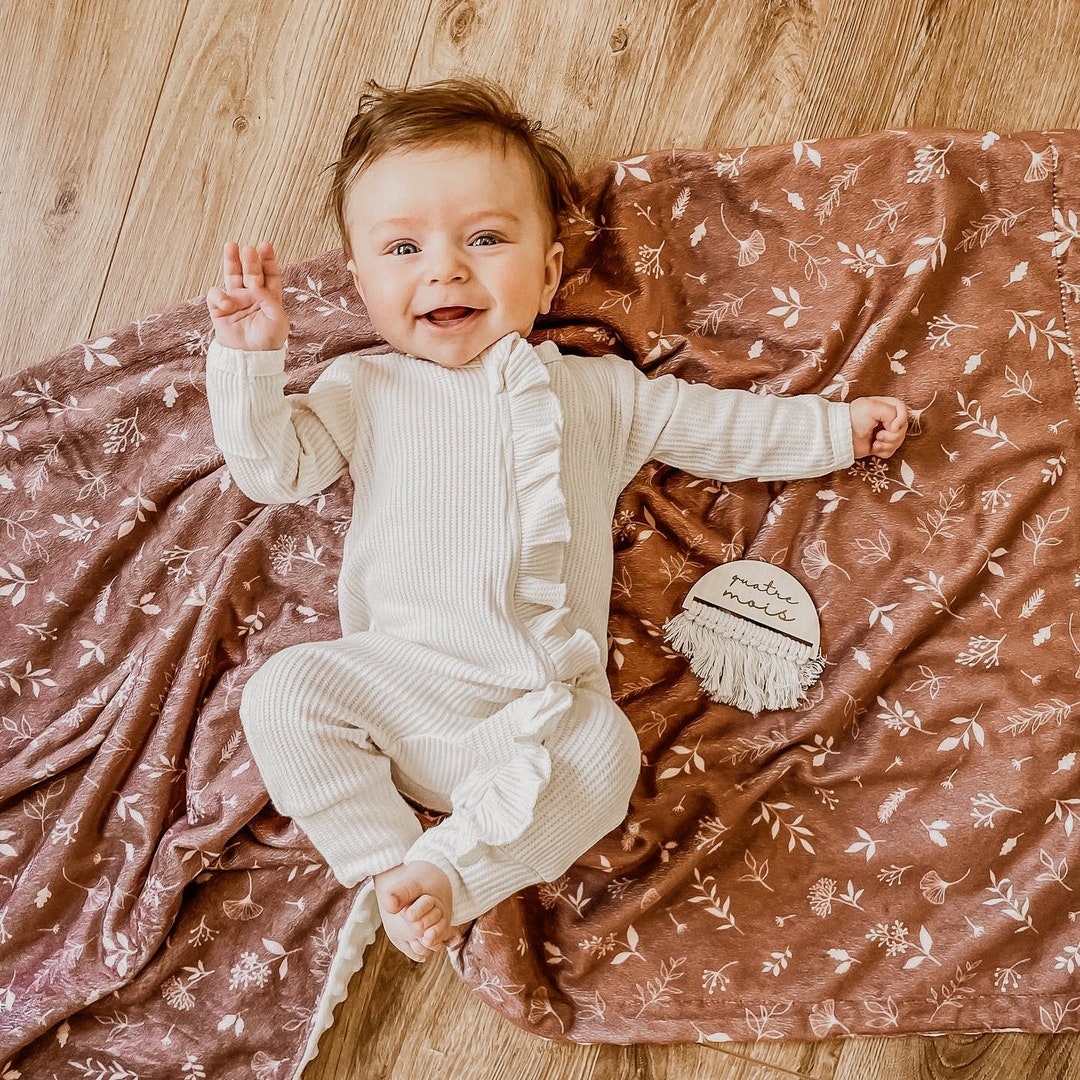 Boho Floral Minky Blanket Newborn Gift Soft Baby Blanket Unique Baby ...