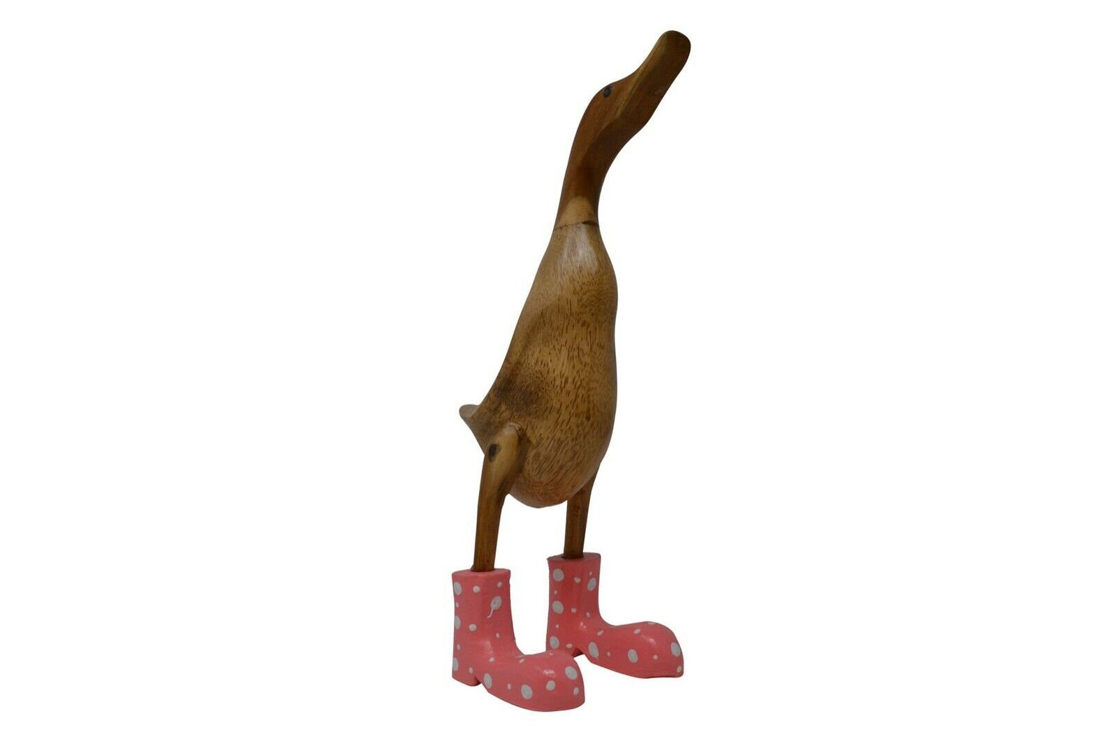 Hand Carved Wooden Duck Pink Wellies 35cm Bamboo Indoor Outdoor - Etsy