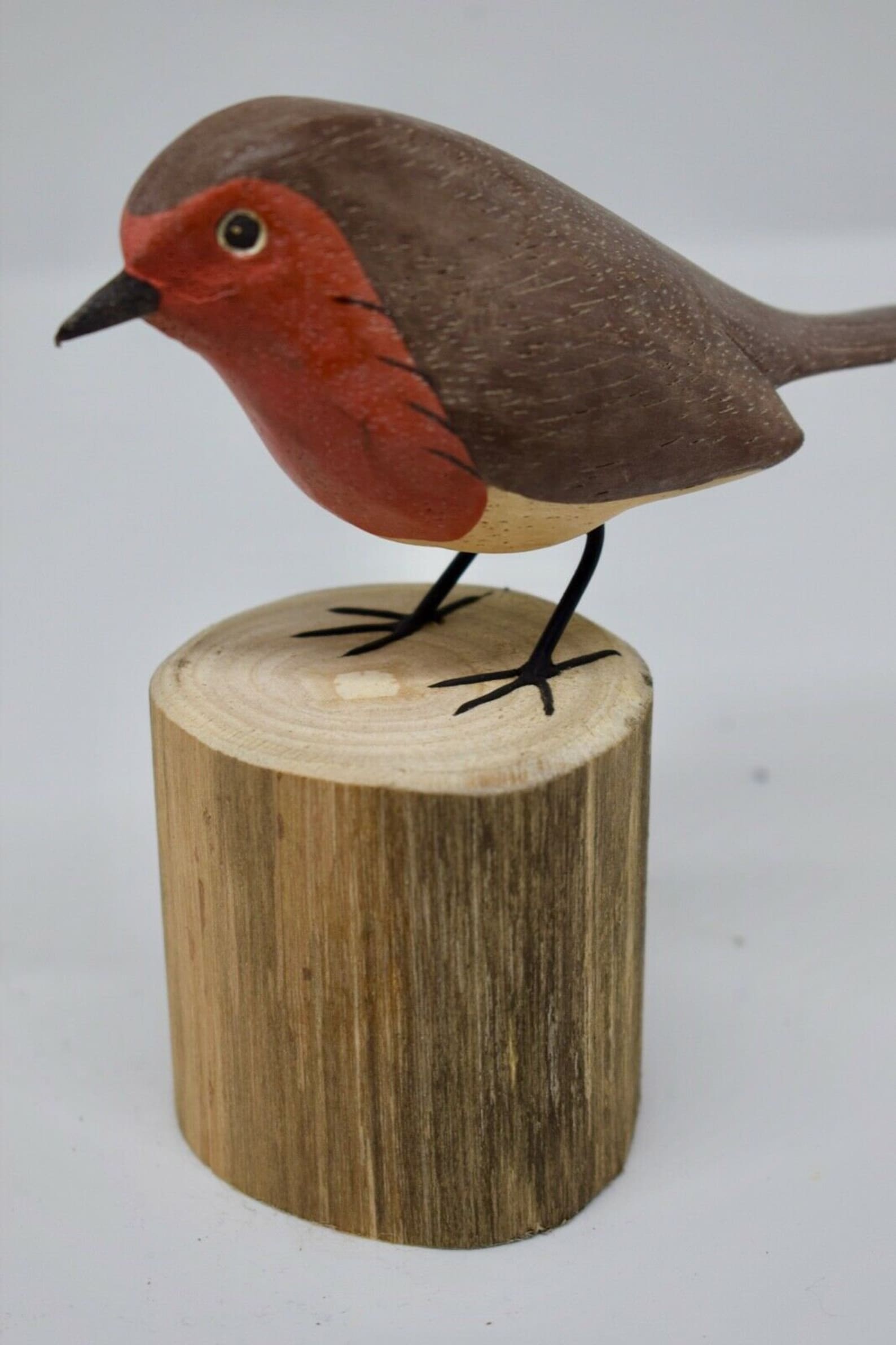Hand Carved and Painted Wooden Robin Statue Ornament Gift Feature on ...