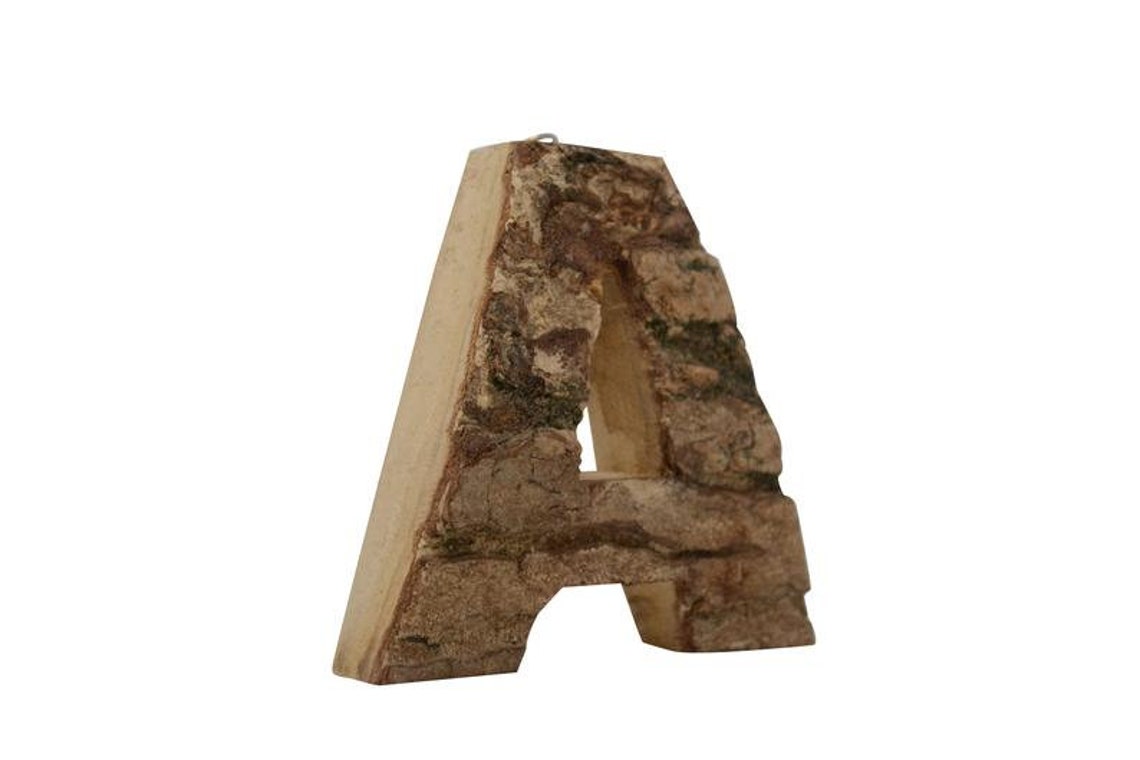 Rustic Bark Wooden Tree Trunk Letters Alphabet A-Z, Wood Wall Hanging ...