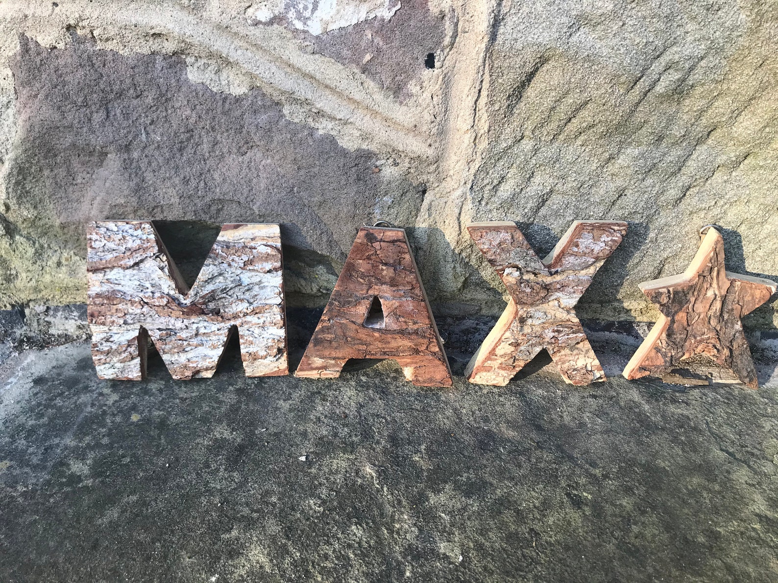 Rustic Bark Wooden Tree Trunk Letters Alphabet A-Z Wood Wall - Etsy