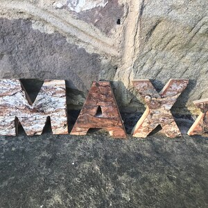 Rustic Bark Wooden Tree Trunk Letters Alphabet A-Z, Wood Wall Hanging ...