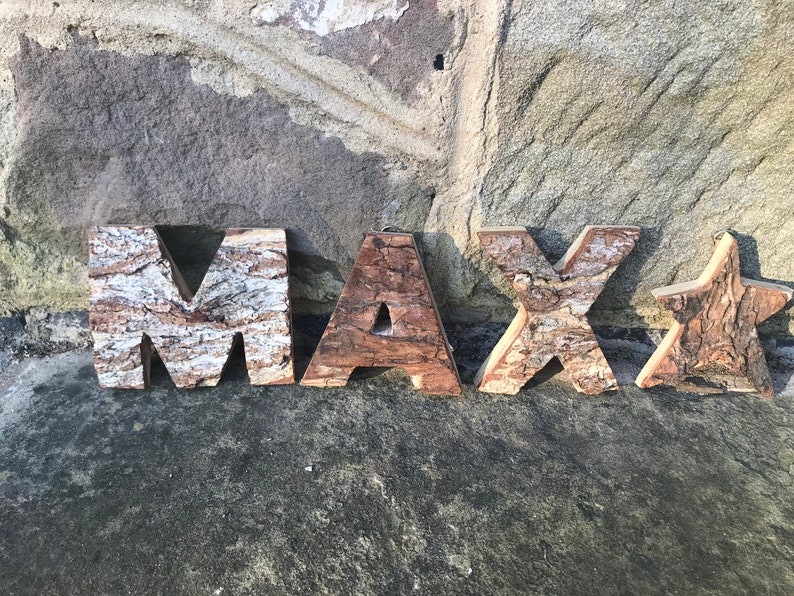 Rustic Bark Wooden Tree Trunk Letters Alphabet A-Z Wood Wall - Etsy