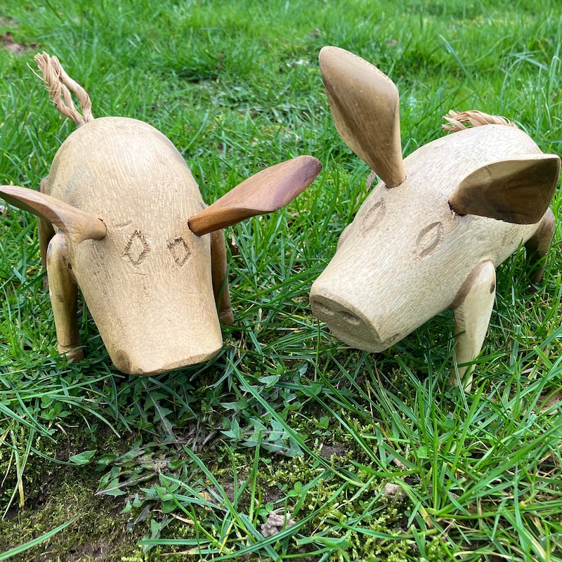 Wooden Pigs - Etsy