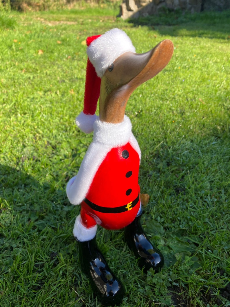 Christmas Jumper Duck Santa Duck Handmade Painted Wooden Bamboo Festive ...