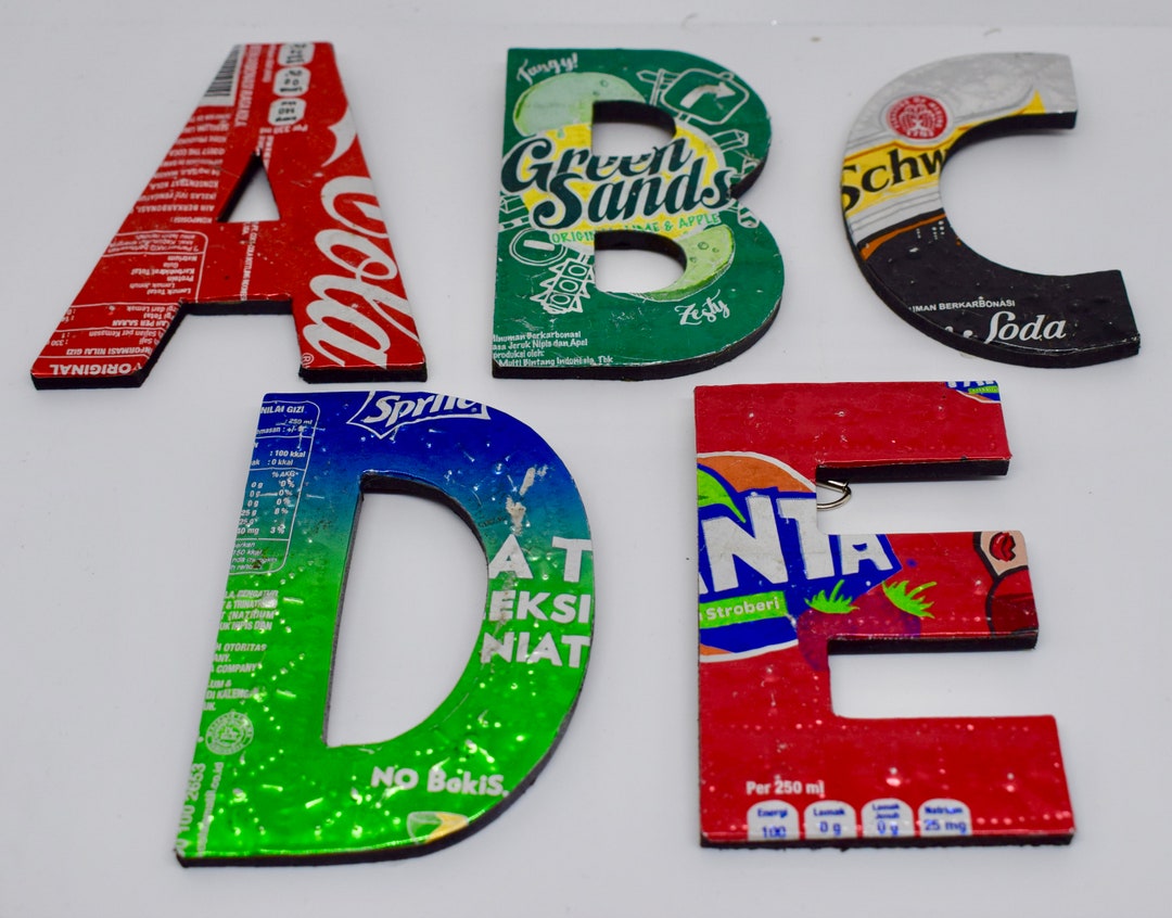 A-Z Recycled Can Tin Letters Wall Hangings Alphabet Sign Coca Cola Beer ...