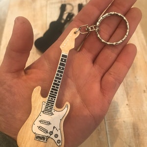 Acoustic Electric Mini Guitar Key Ring 10cm Designs Wooden Handmade ...