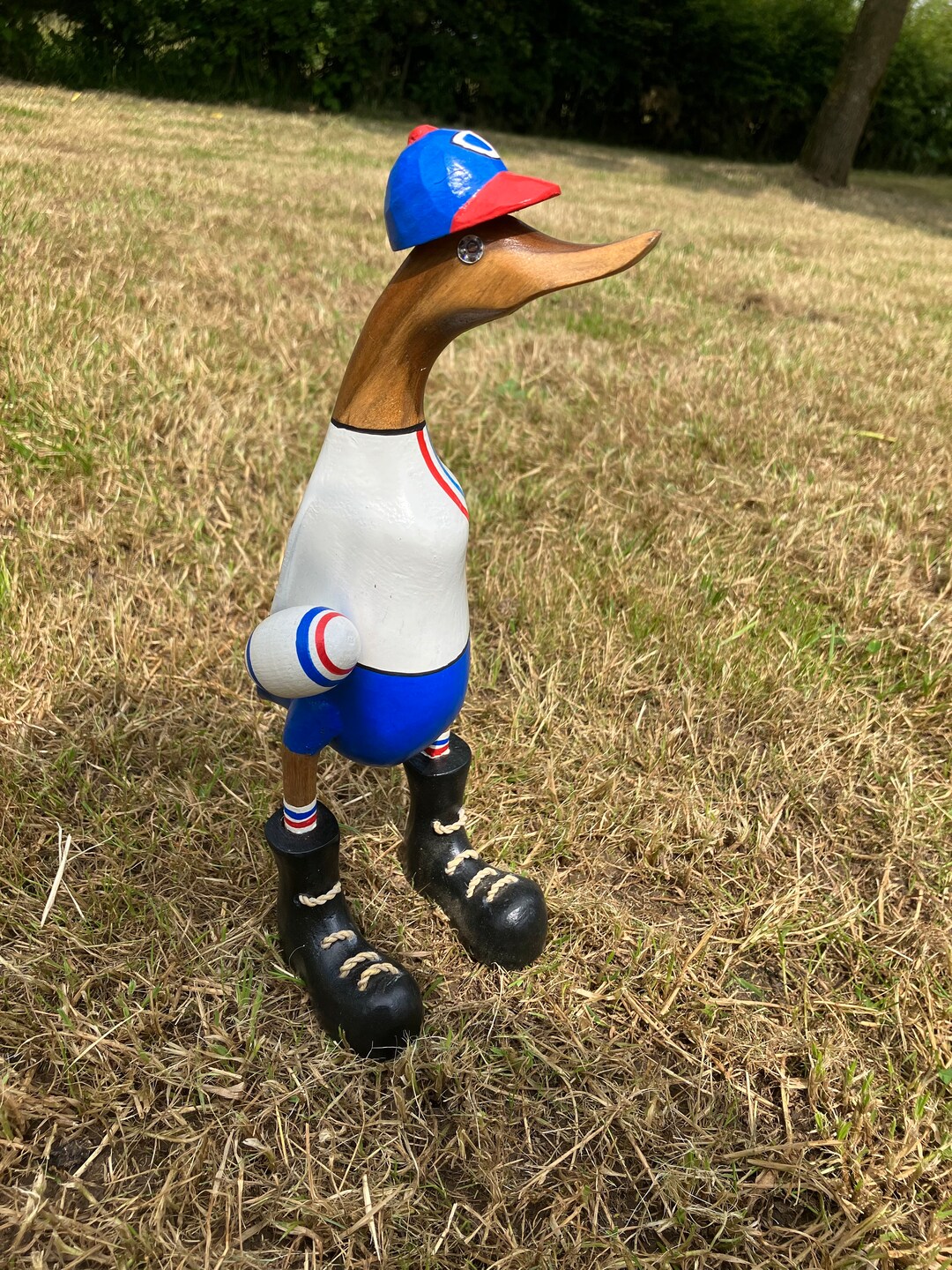 Rugby Duck 25cm Hand Carved Bamboo Six Nations World Cup League England ...