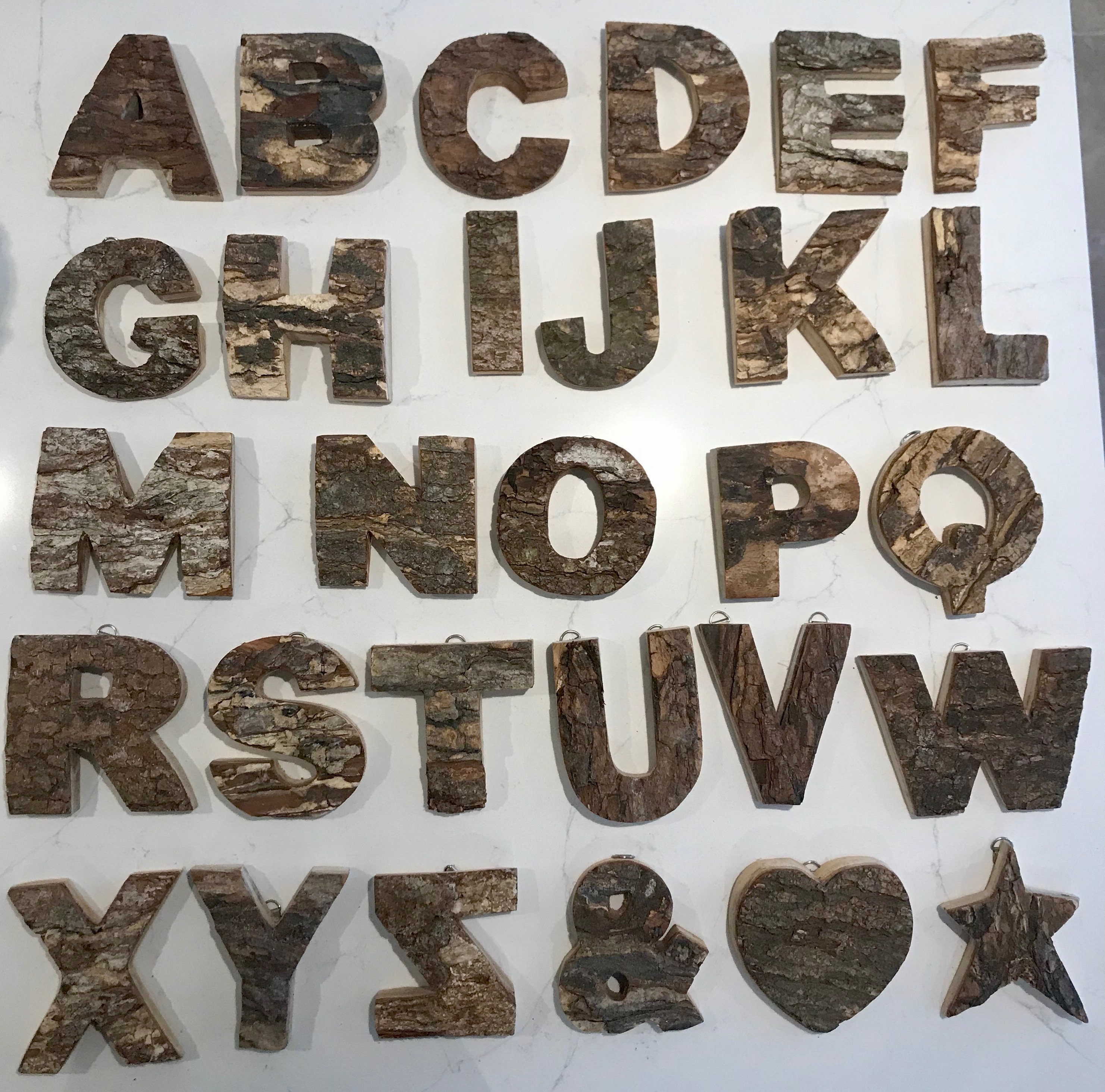 Rustic Bark Wooden Tree Trunk Letters Alphabet A-Z Wood Wall - Etsy