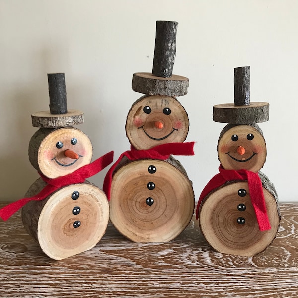 Log Snowman - Etsy